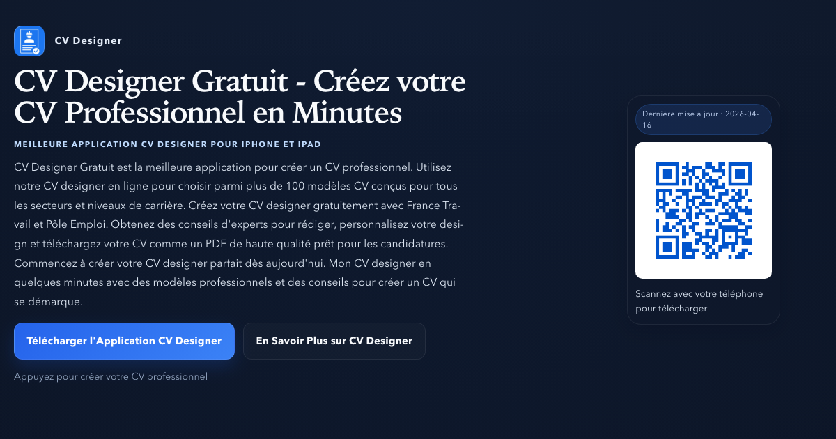 CV Designer Gratuit - Créer un CV Professionnel | CV Designer France ...